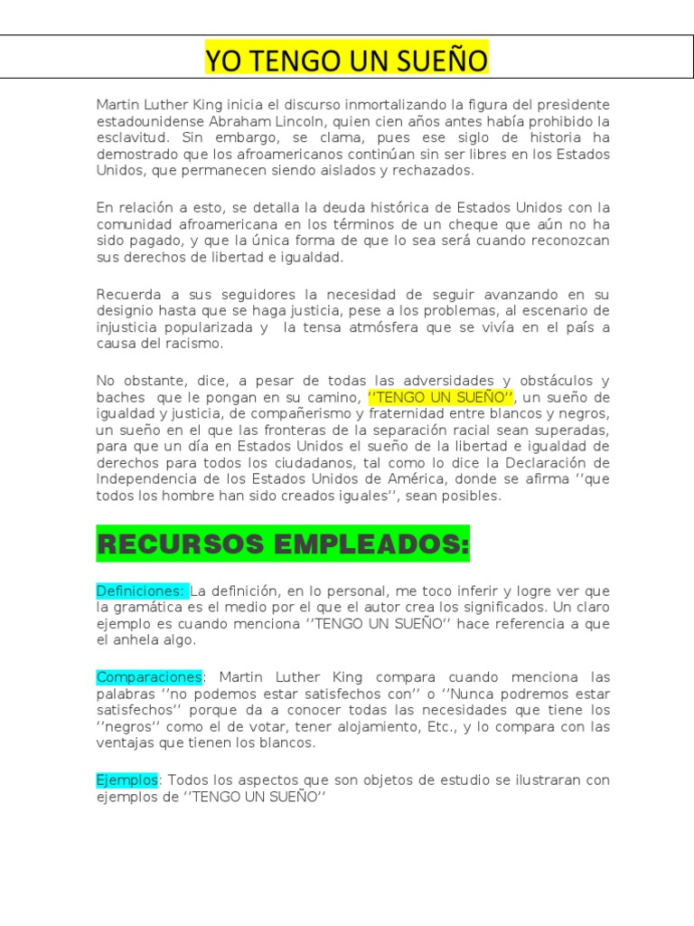 Yo Tengo Un Sueño | PDF