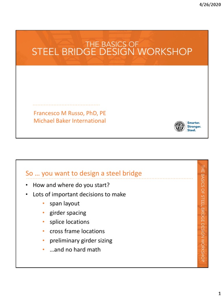 Nsba Basics of Steel Bridge Design Workshop | PDF | Beam (Structure ...