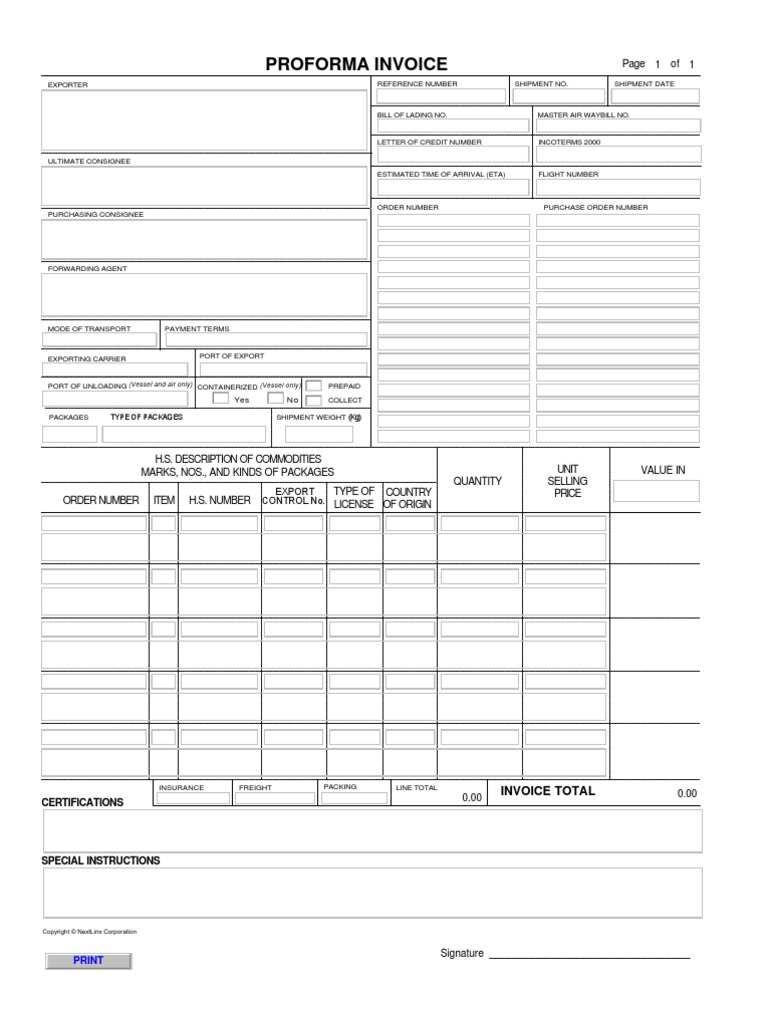 Proforma Sample | PDF | Cargo | Consignee