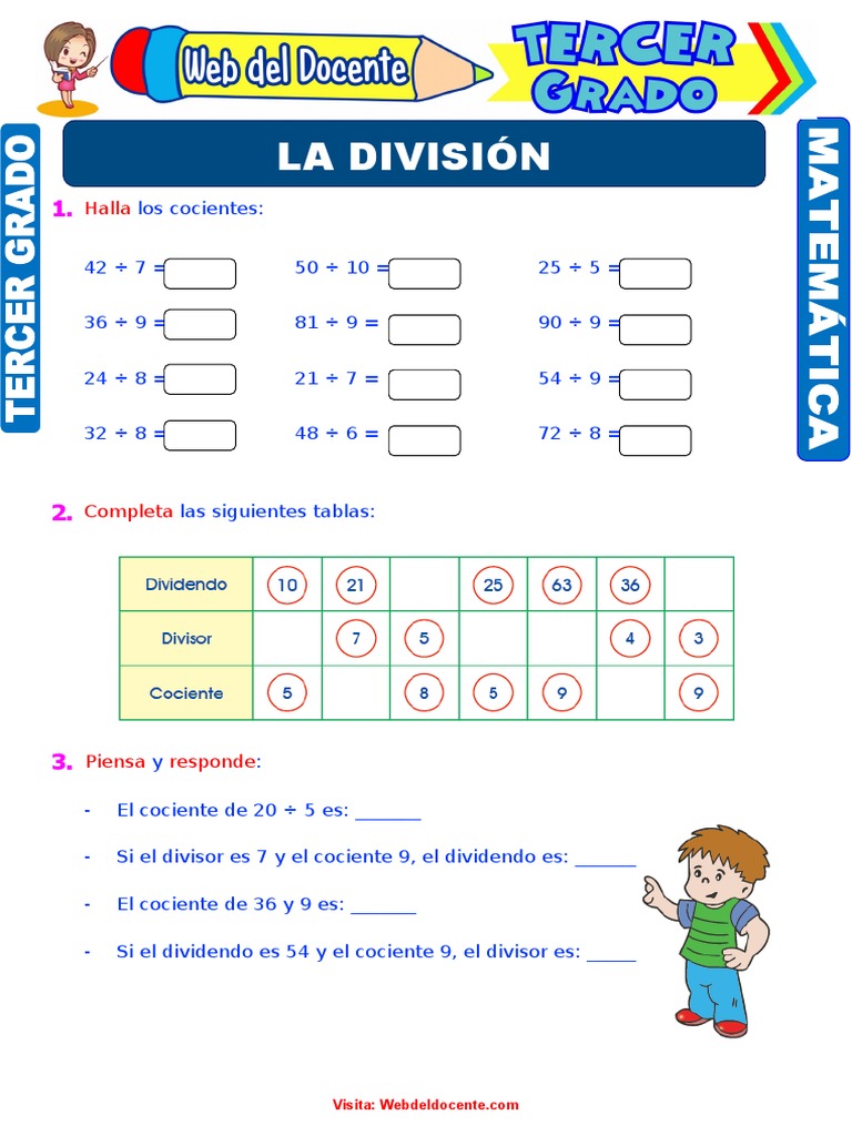 La División para Tercer Grado de Primaria | PDF | División (Matemáticas ...