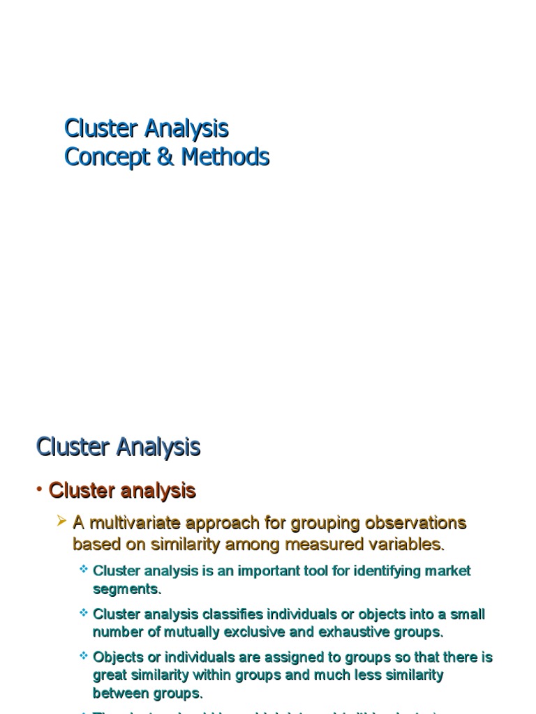 Cluster Analysis Concept & Methods | PDF | Cluster Analysis | Algorithms And Data Structures