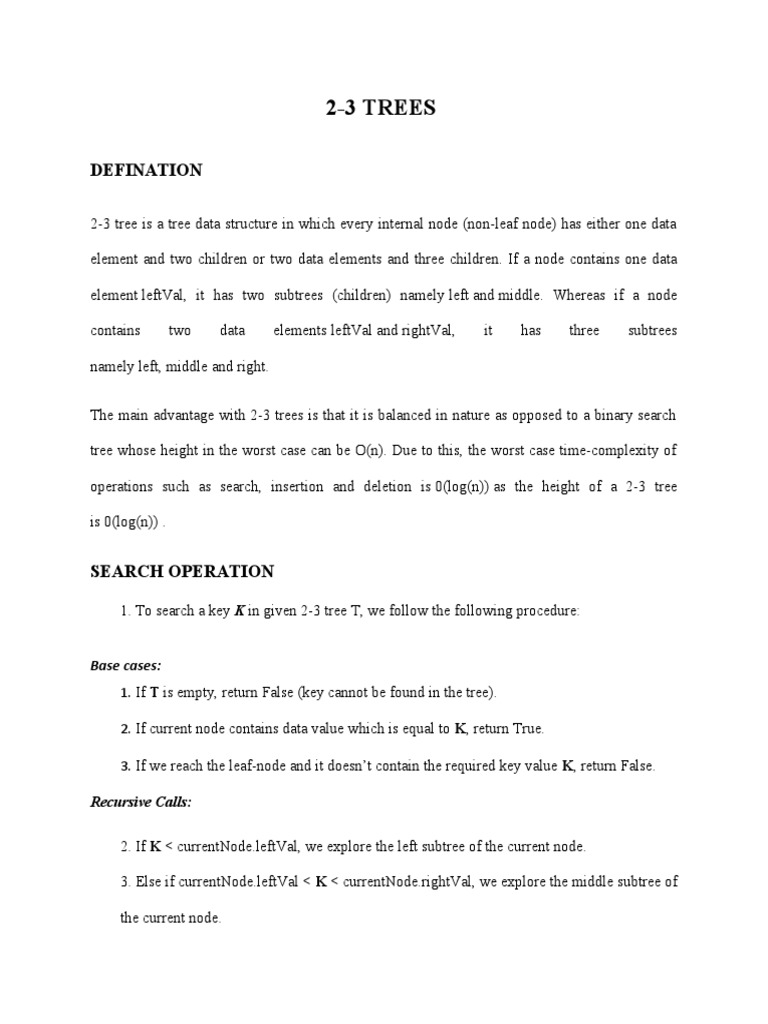 2-3 Tree PDF | PDF | Computer Data | Algorithms And Data Structures