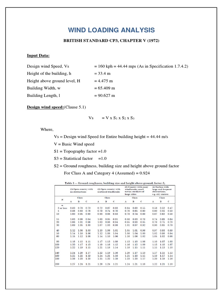 Wind Loading Analysis: British Standard Cp3, Chapter V (1972) | PDF | Pressure | Physics