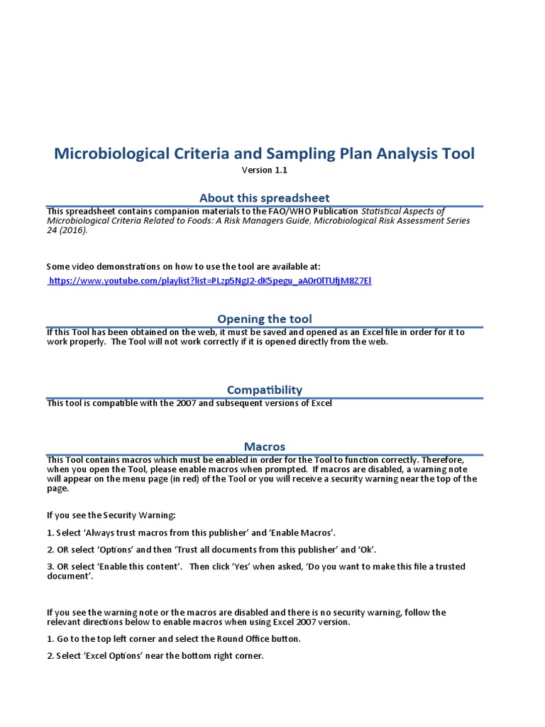 Microbiological Criteria and Sampling Plan Analysis Tool: About This ...