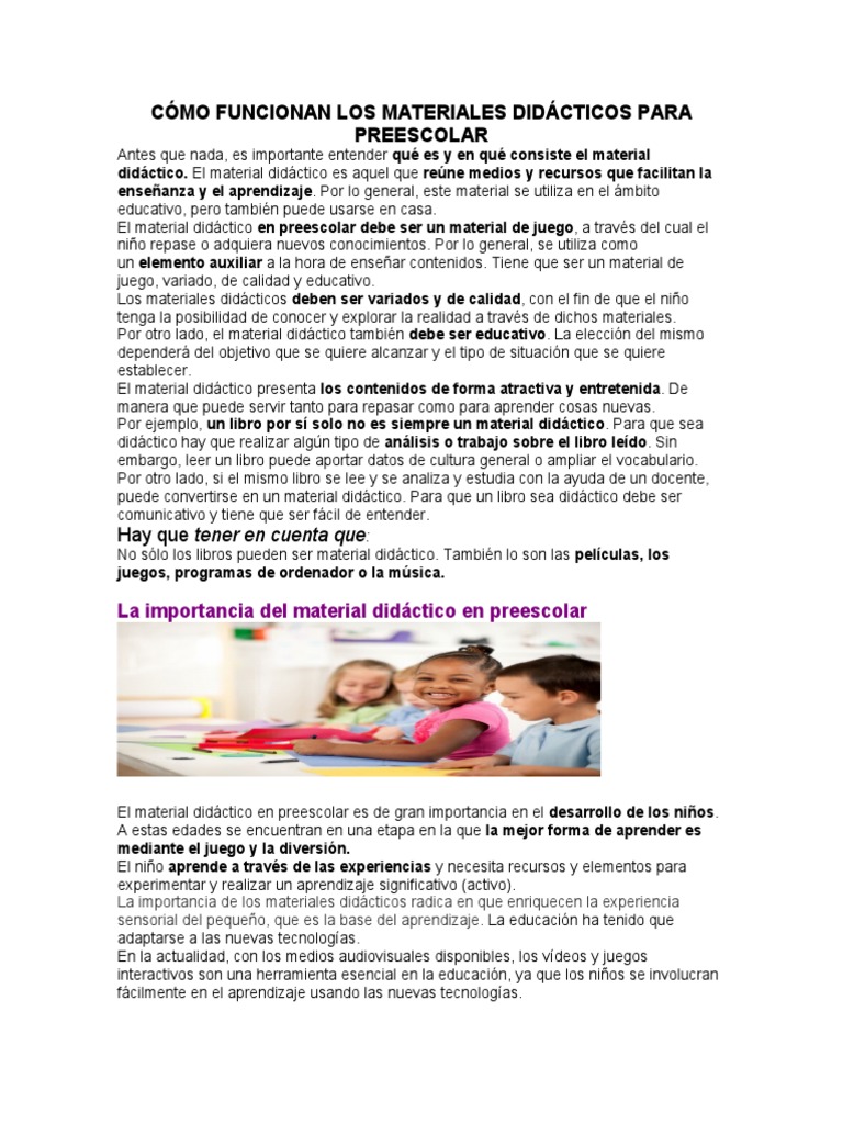 Materiales Didácticos para Preescolar | PDF | Educación de la primera ...
