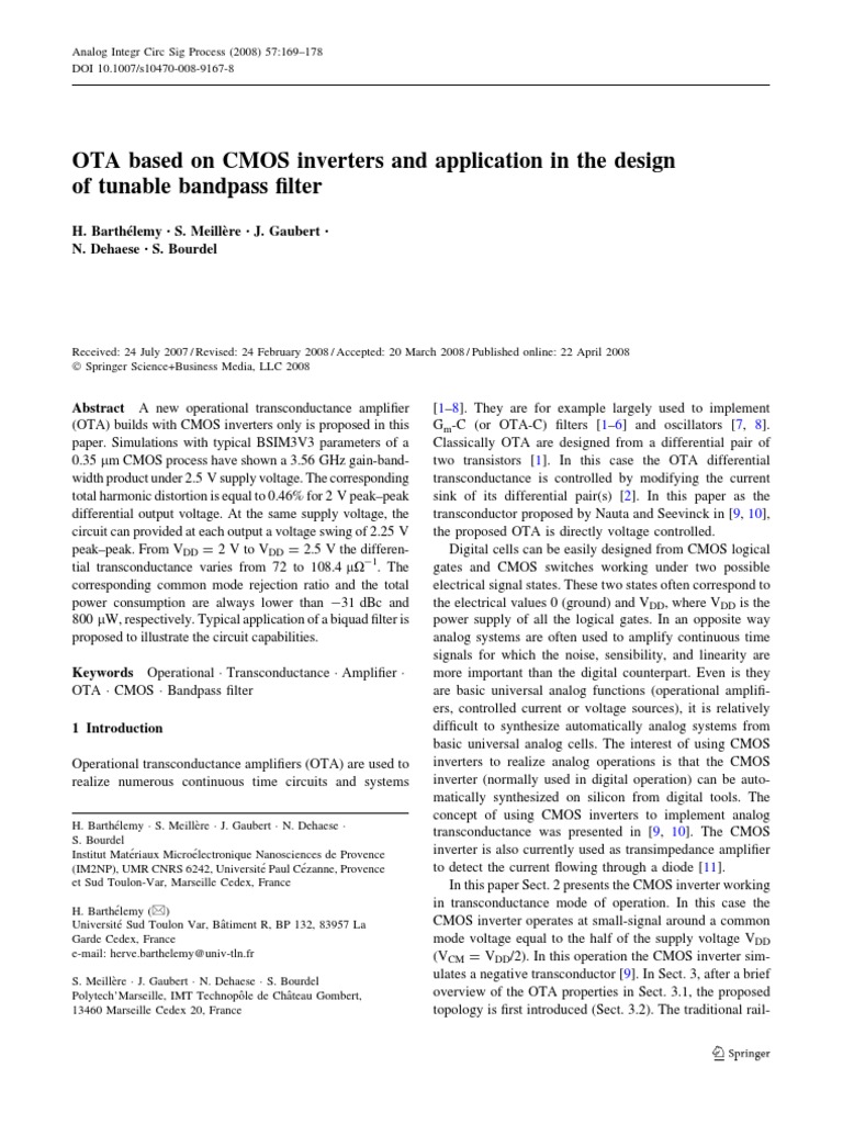 CMOS Inverter-Based OTA Design | PDF | Cmos | Mosfet