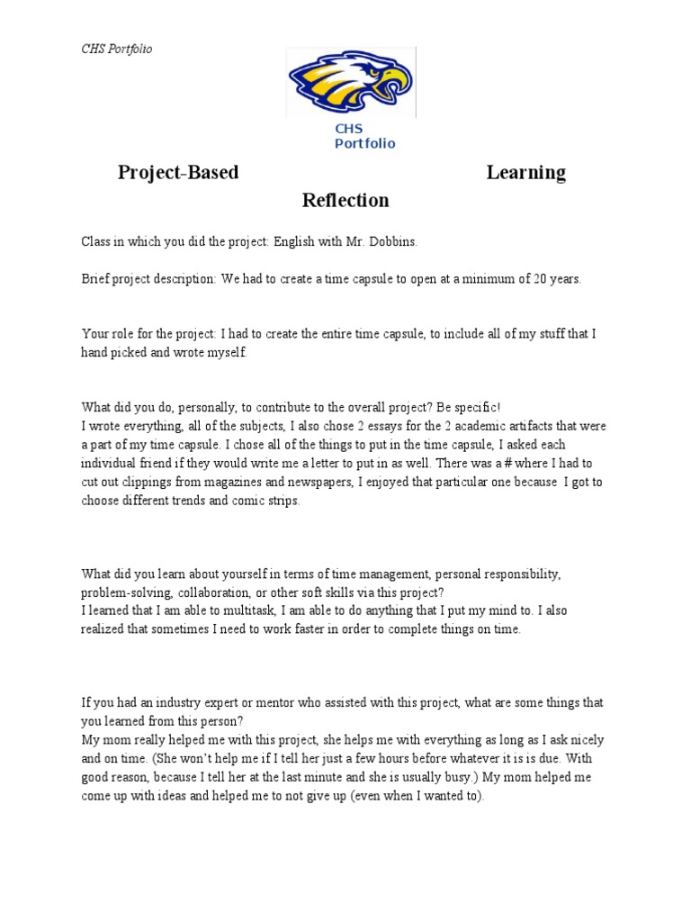 PBL Reflection | PDF | Project Based Learning | Behavior Modification