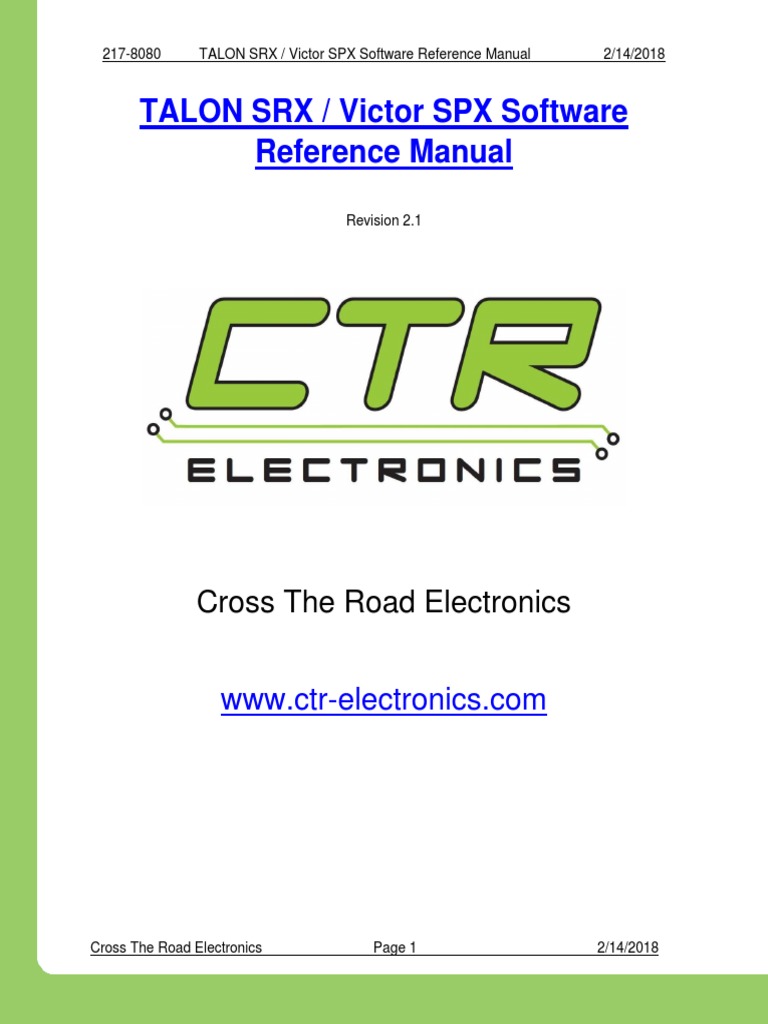 Talon SRX Victor SPX - Software Reference Manual PDF | PDF | Web ...