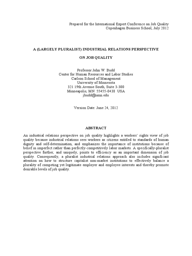 A Largely Pluralist Industrial Relations PDF | PDF | Industrial ...
