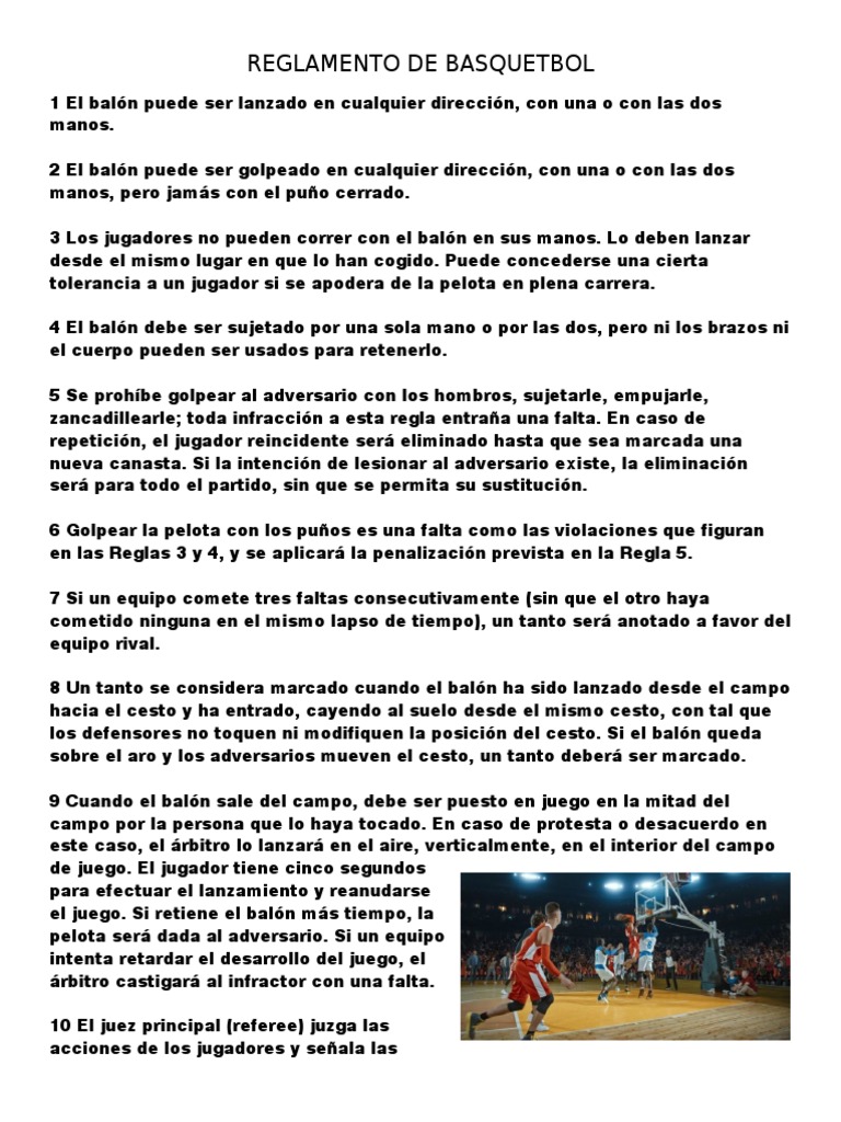 Reglamento de Basquetbol | PDF | Árbitro | Deportes