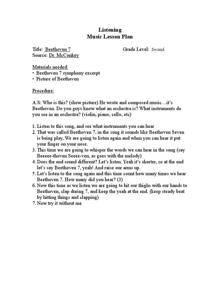 Beethoven 7 Listening Lesson PDF | PDF | Orchestras | Ludwig Van Beethoven