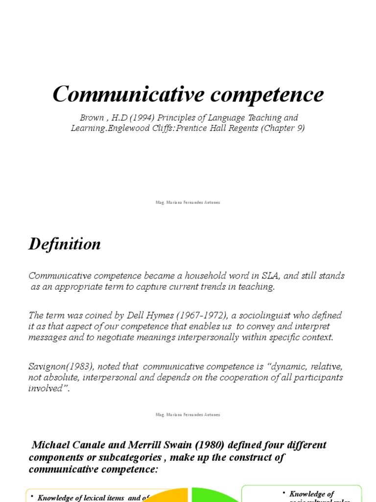 Communicative Competence: Brown, H.D (1994) Principles of Language ...