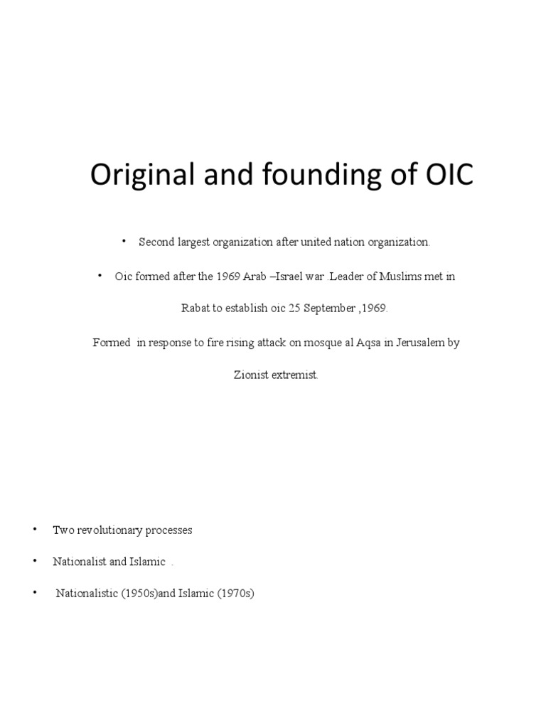 OIC: Formation and Founding History | PDF