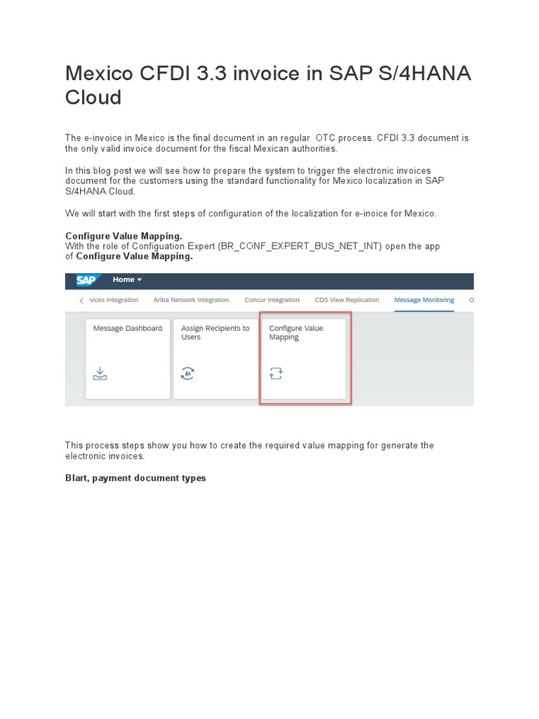 Configuring Value Mappings and Generating Valid Electronic Invoices for ...