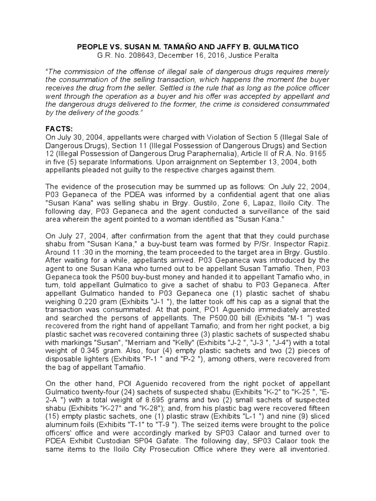 People vs. Susan M. Tamaño and Jaffy B. Gulmatico | PDF | Criminal ...