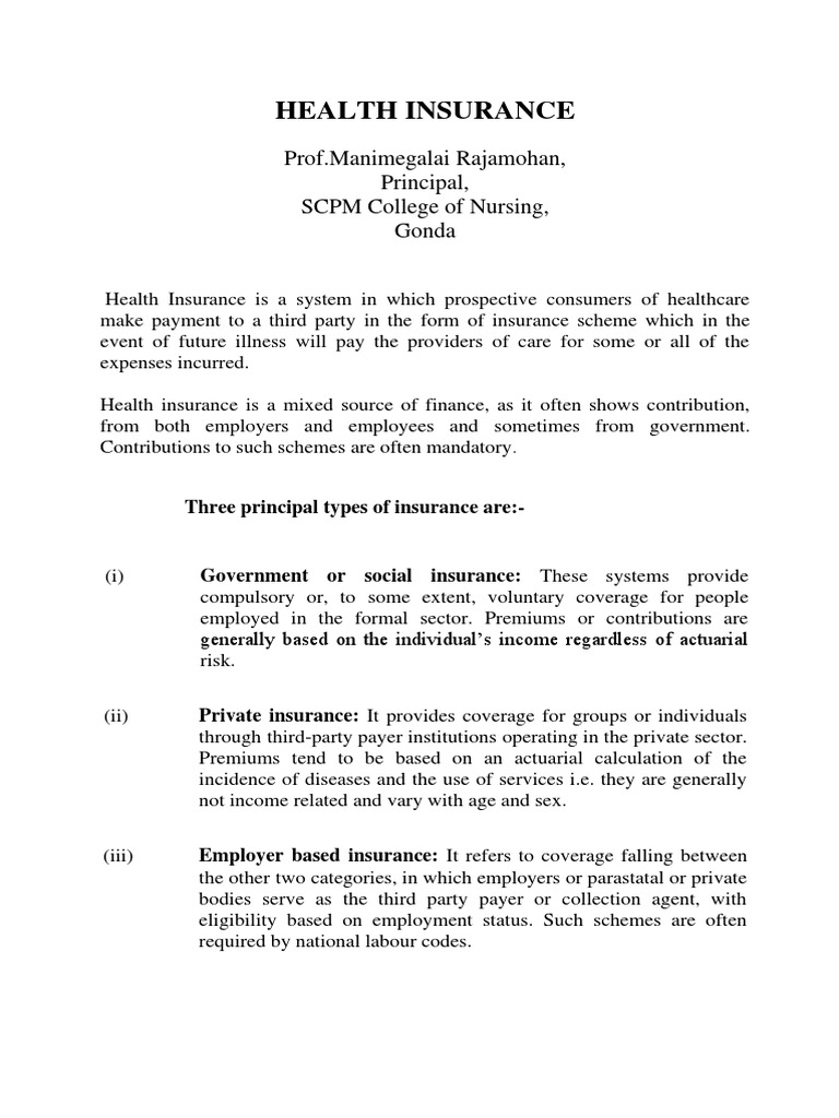 Health Insurance | PDF | Insurance | Taxes