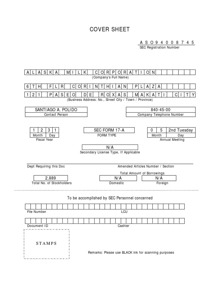 Amc Sec Form 17a | PDF | Securities (Finance) | Milk