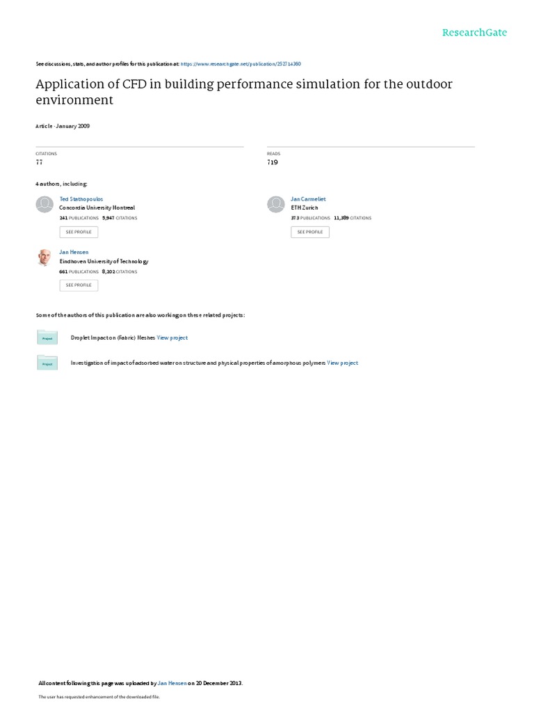 Application of CFD in Building Performance Simulat PDF | Download Free PDF | Computational Fluid ...