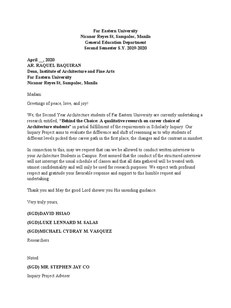 Letter To Conduct | PDF