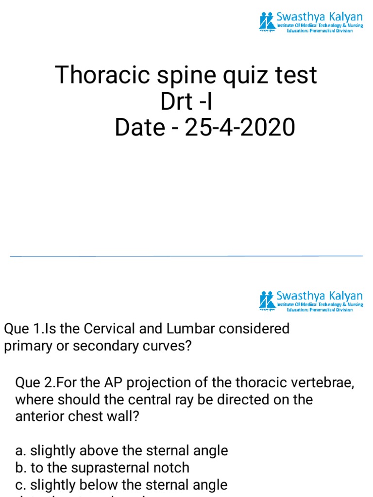 Thoracic Spine Quiz Test | PDF | Vertebral Column | Vertebra