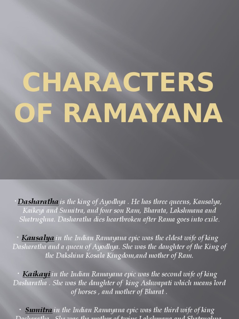 Key Characters in the Ramayana Epic | PDF | Ramayana | Rama