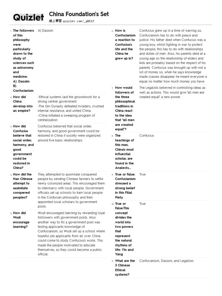 Ancient China Comprehension 12.7lo | PDF | Confucianism | Emperor Of China