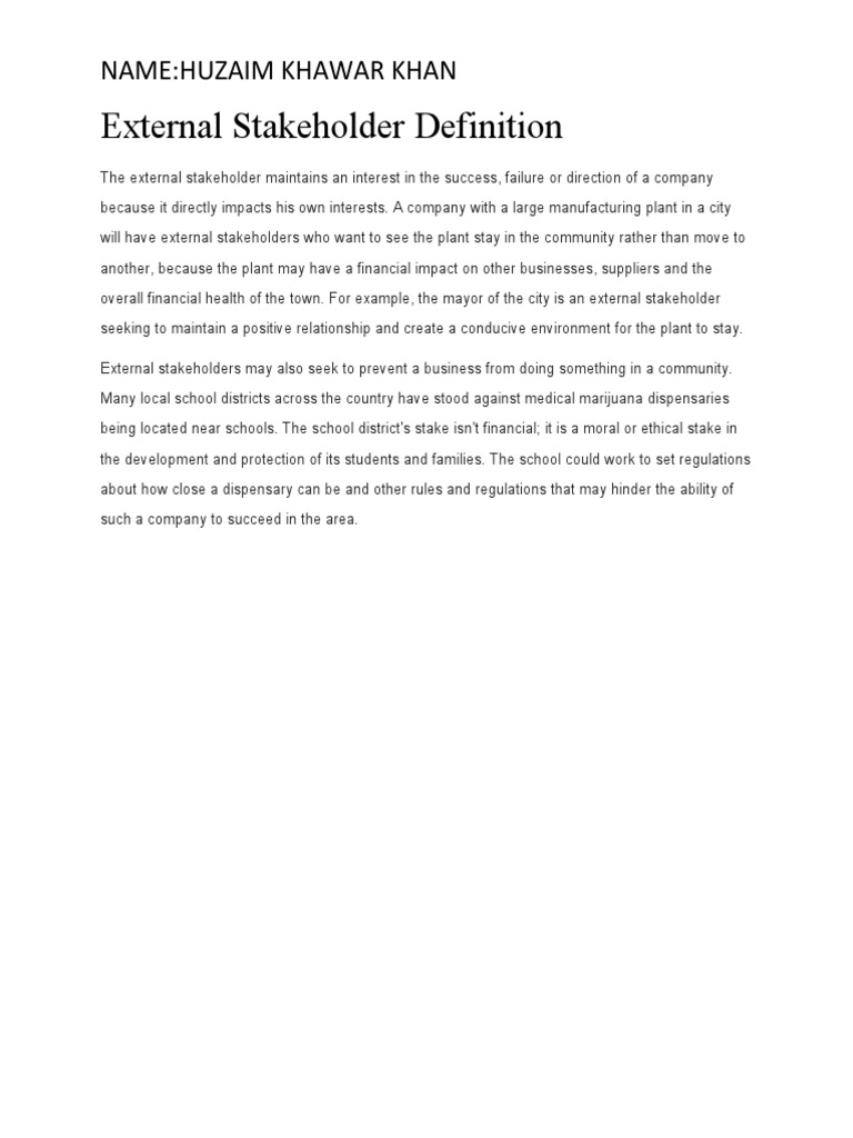 Understanding External Stakeholders | PDF