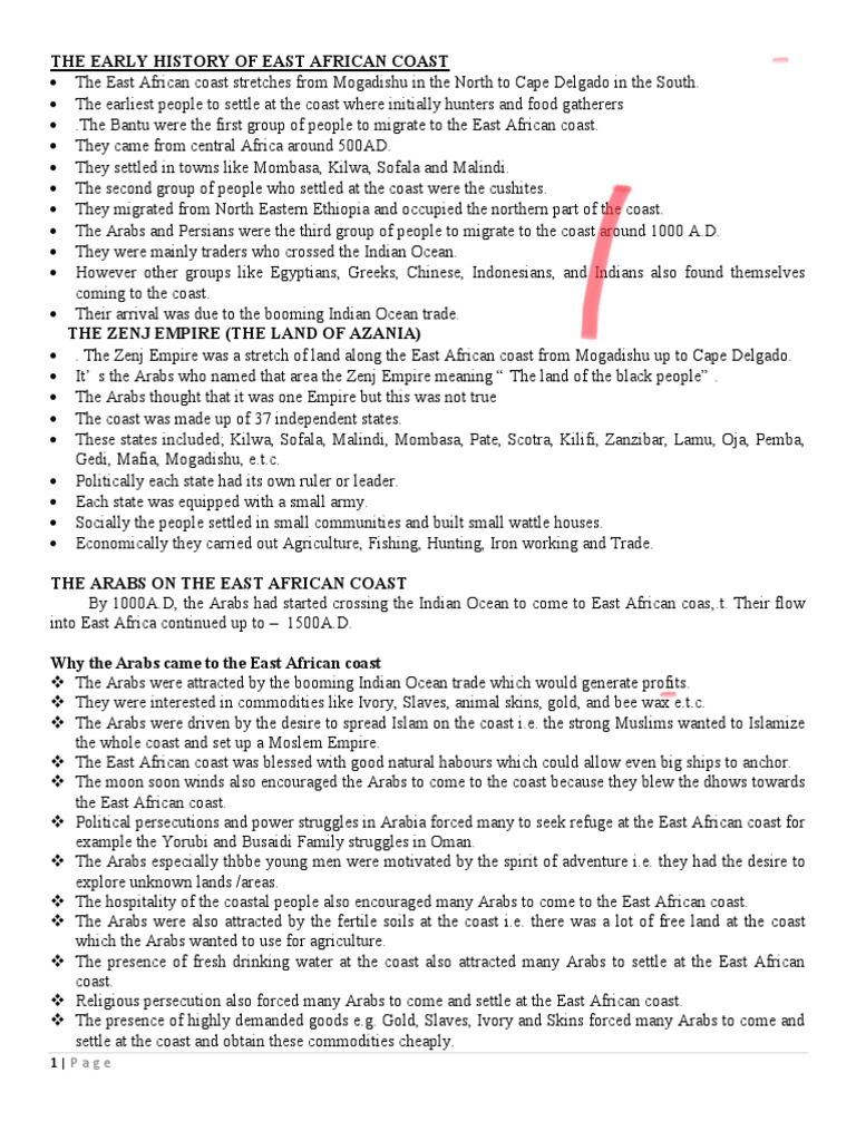 S.4 Hist Dep'tal Notes-O-Level PDF | PDF | East Africa | Oman