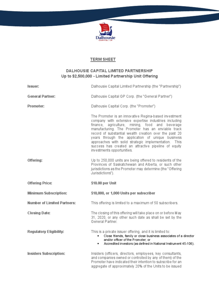 DCLP Termsheet-20200429 | PDF | Securities Act Of 1933 | Misrepresentation