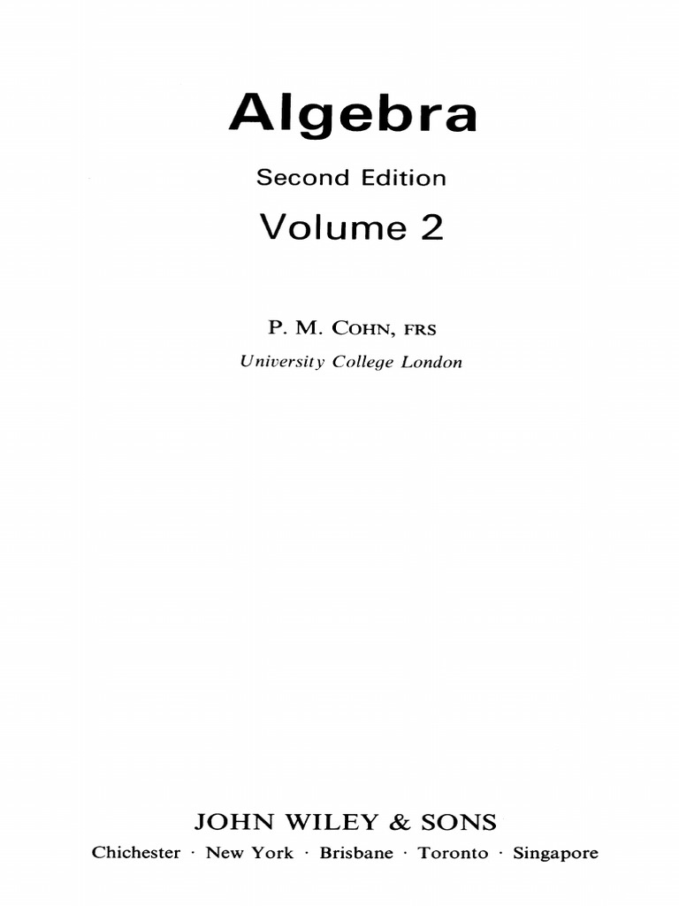 Cohn Algebra Volume 2 | PDF