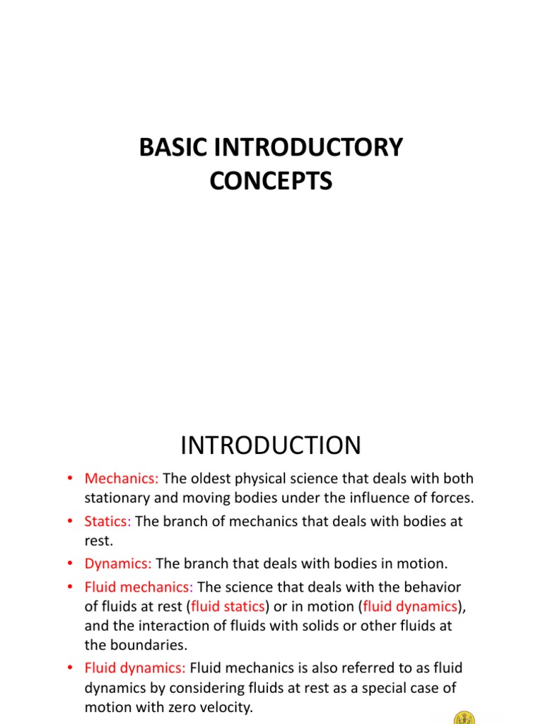 Basic Introductory Concepts | PDF | Fluid Mechanics | Density