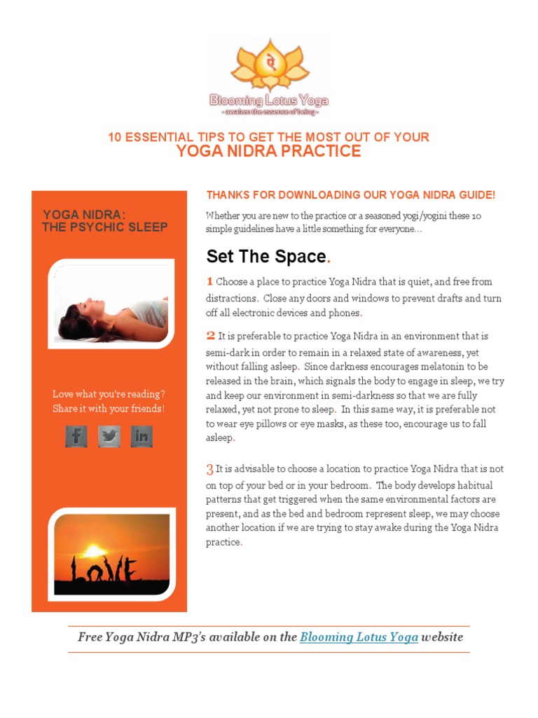 Yoga Nidra Practice: Set The Space | PDF | Yoga | Sleep
