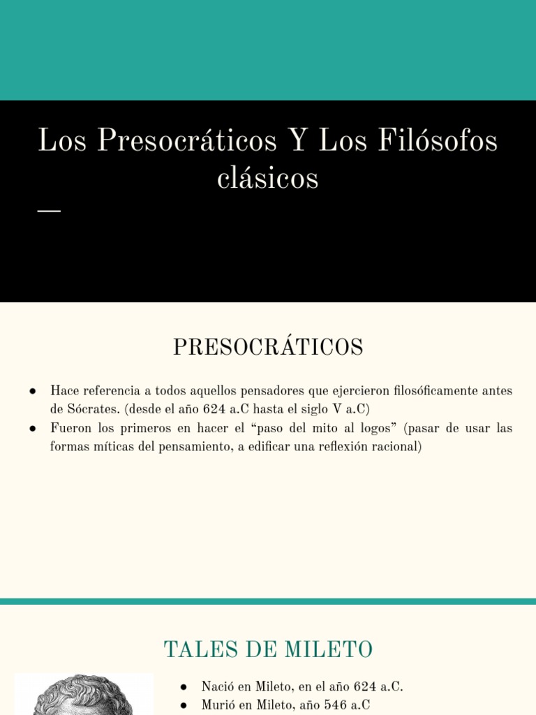 Los Presocráticos Y Los FIlosofos Clasicos PDF | PDF | Filosofía griega antigua | Metafísica