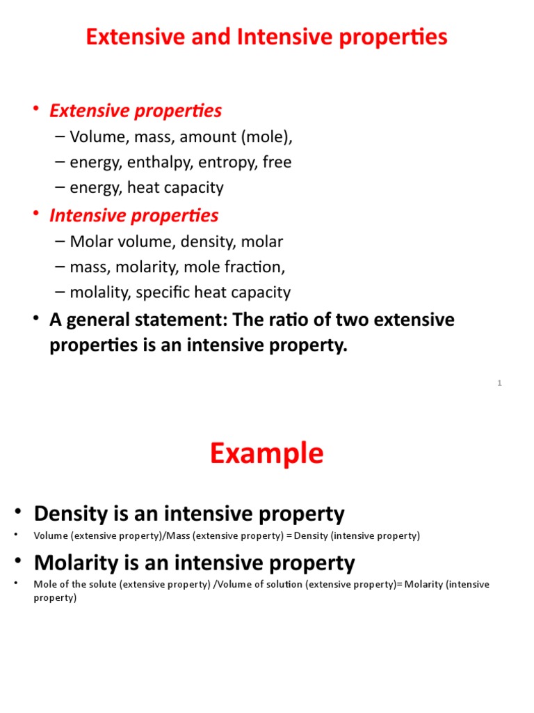 Extensive and Intensive Properties | PDF