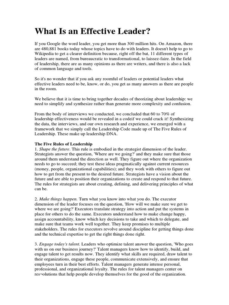What Is An Effective Leader | PDF | Leadership | Applied Psychology