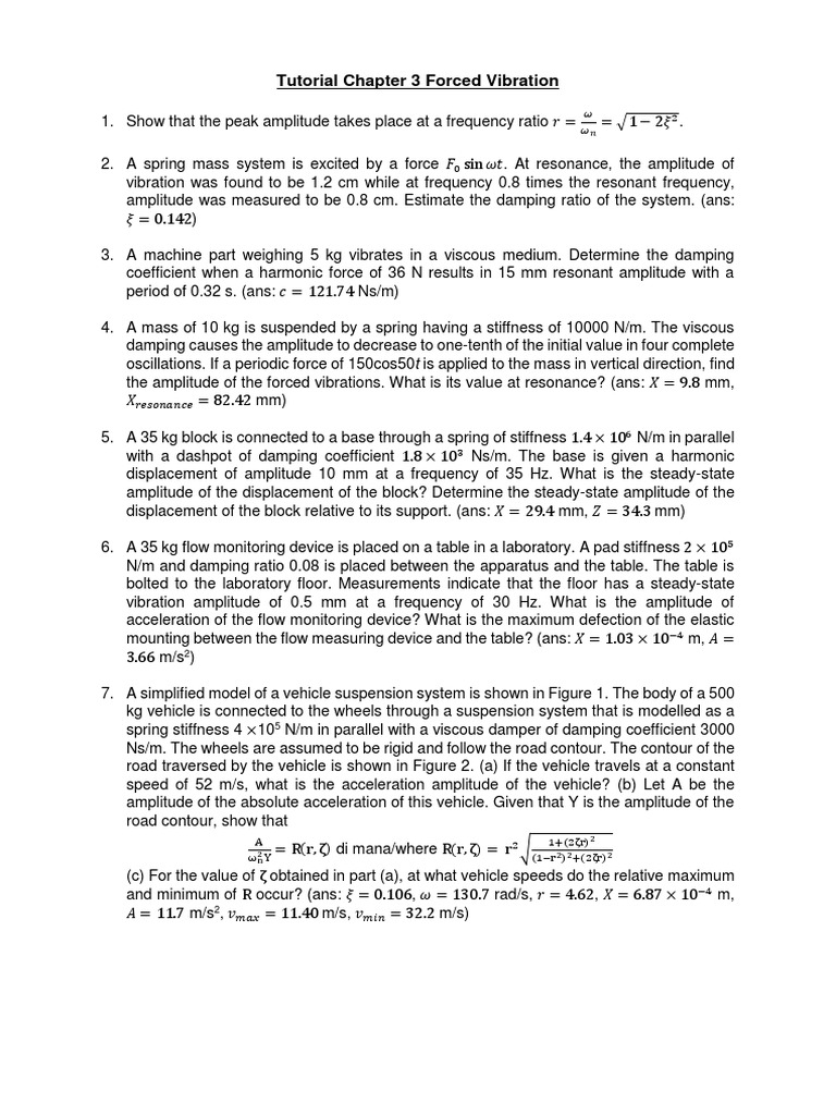 Tutorial Chapter 3 | PDF | Resonance | Oscillation