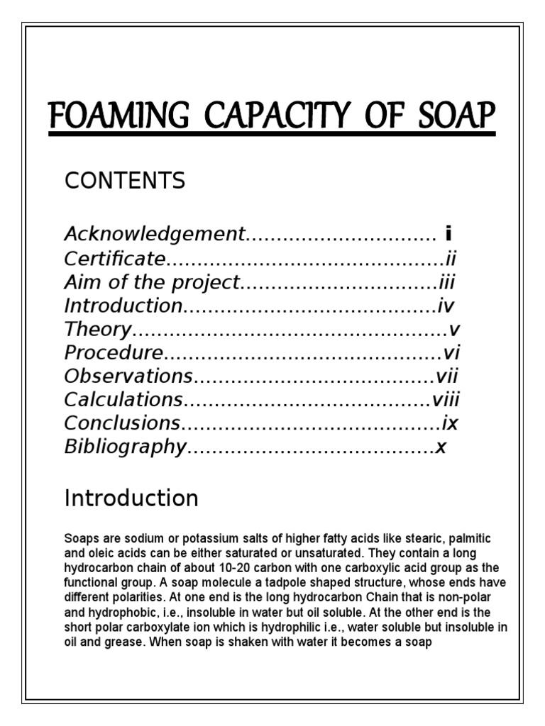 Foaming Capacity of Soap | PDF | Sodium Carbonate | Calcium