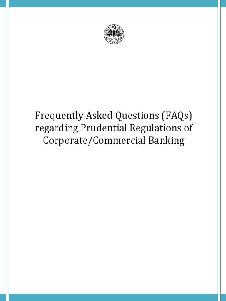 Frequently Asked Questions (Faqs) Regarding Prudential Regulations of Corporate/Commercial ...