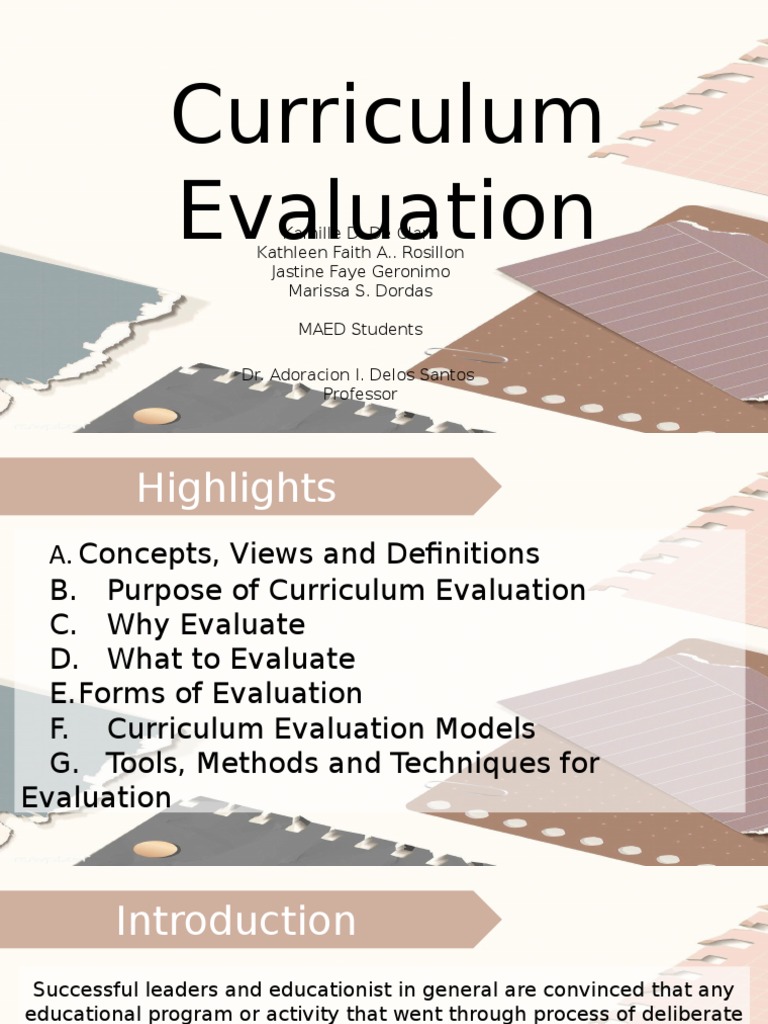 Curriculum Evaluation Final3 | PDF | Evaluation | Qualitative Research