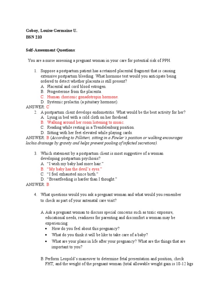 Postpartum Nursing Assessment Guide | PDF | Childbirth | Pregnancy