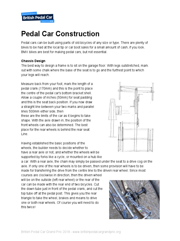 Pedal Car Construction: Chassis Design | PDF | Steering | Transmission ...