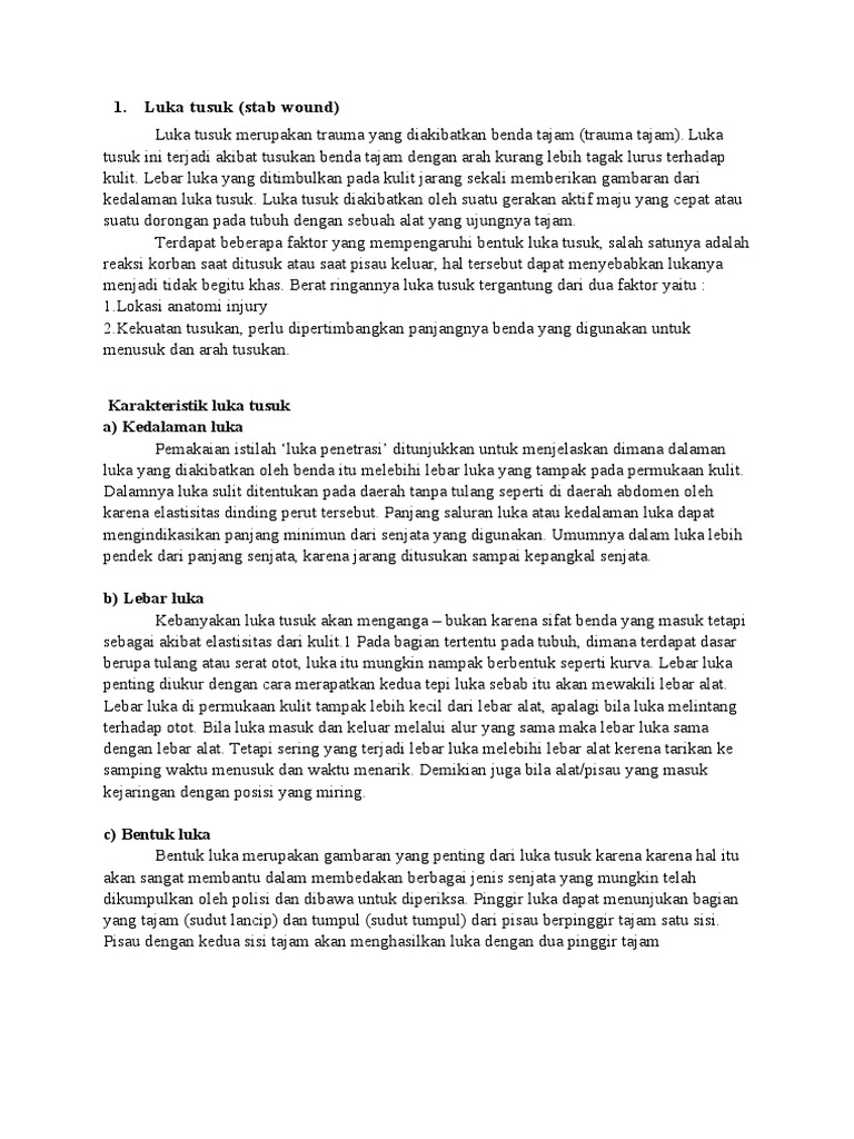 Luka Tusuk (Stab Wound) | PDF