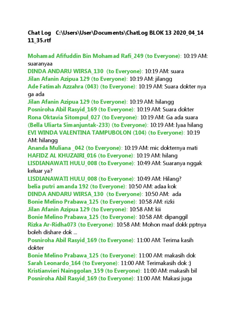 Chat Log Summary - April 14, 2020 | PDF | Sports & Recreation | Wellness