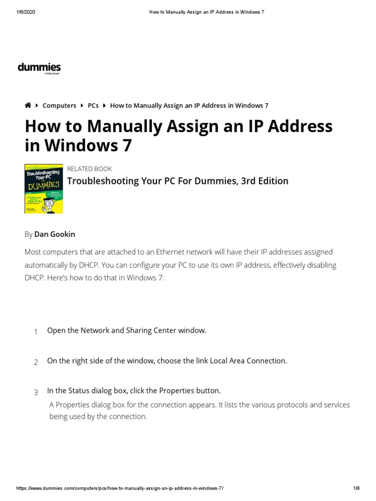 Windows 7 IP Address Setup Guide | PDF | Ip Address | Computer Network