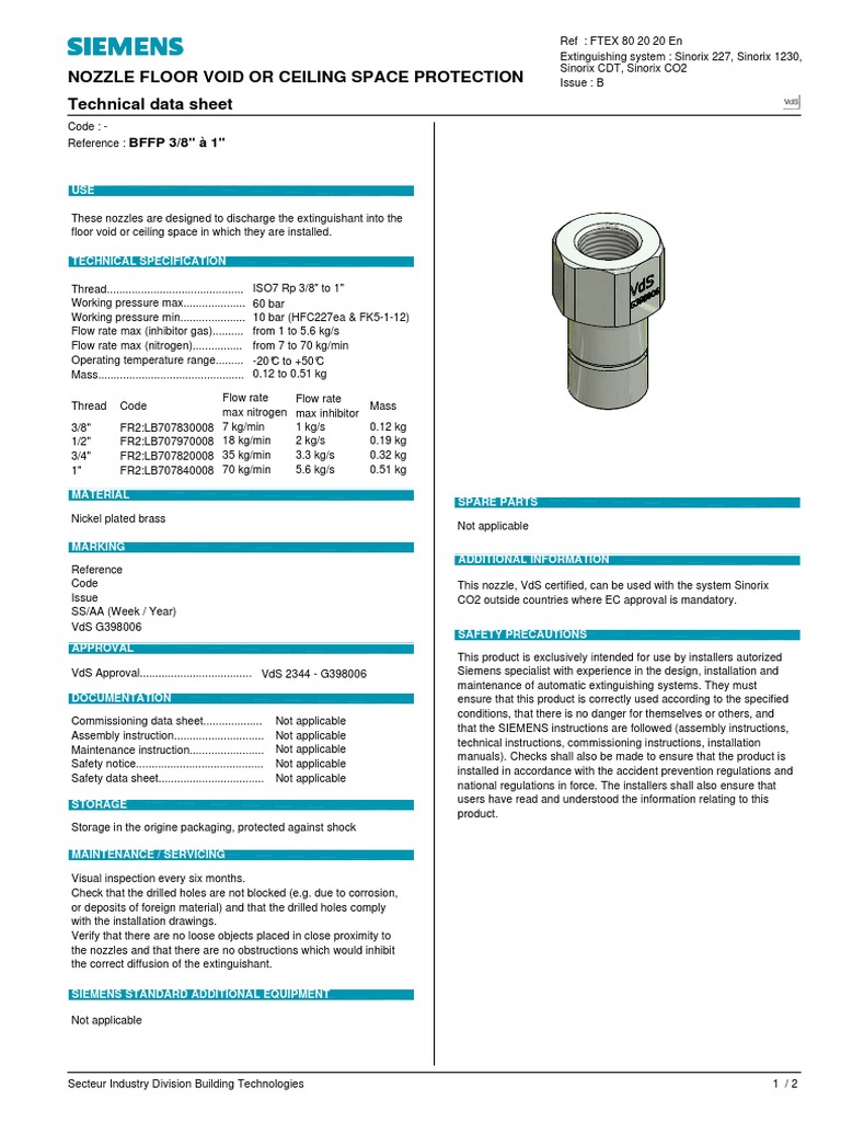 S S S S: Nozzle Floor Void or Ceiling Space Protection Technical Data ...