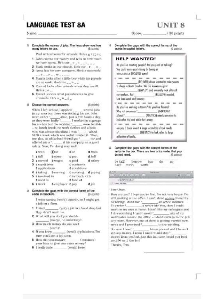 New Success Pre Intermediate Language Test 9a | PDF
