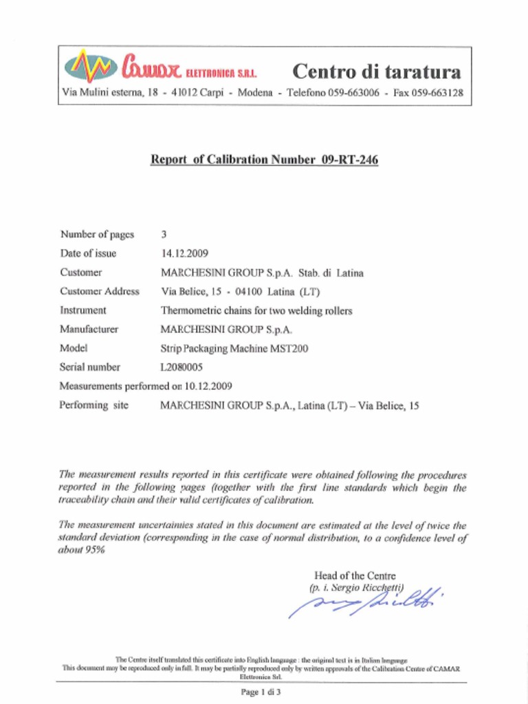 Calibration Certificate PDF | PDF