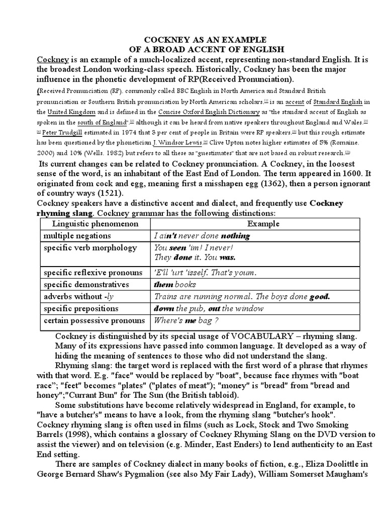 An Analysis of the Distinctive Linguistic Features of Cockney English ...