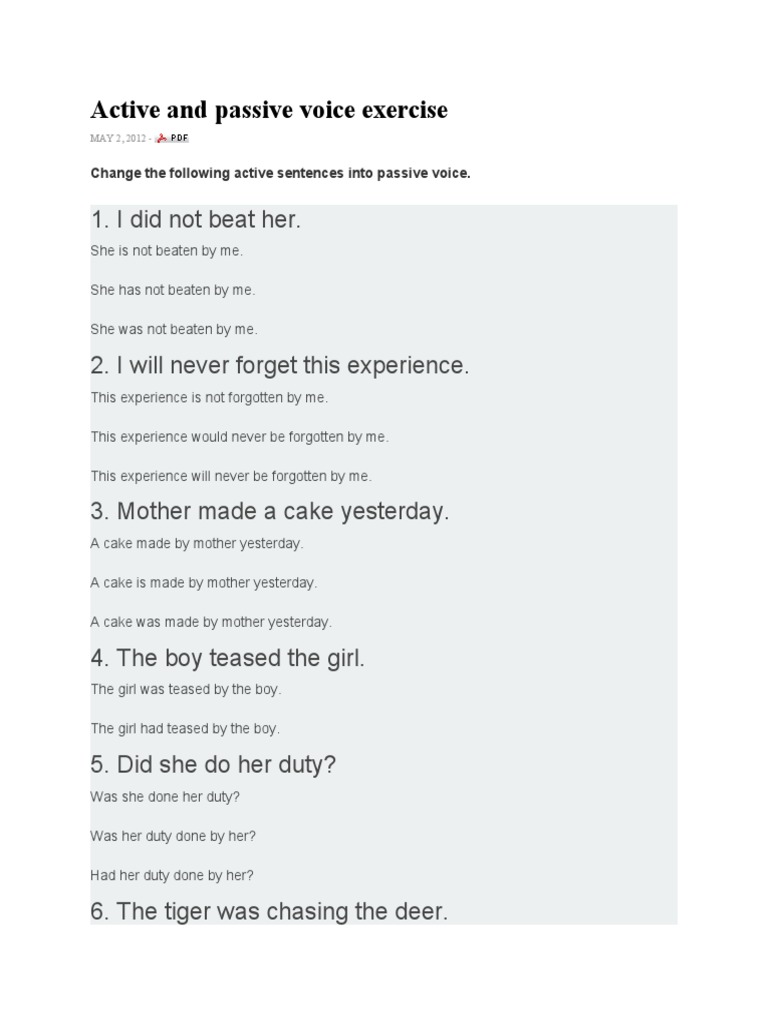 Converting Active to Passive Voice: An Exercise in Grammatical ...