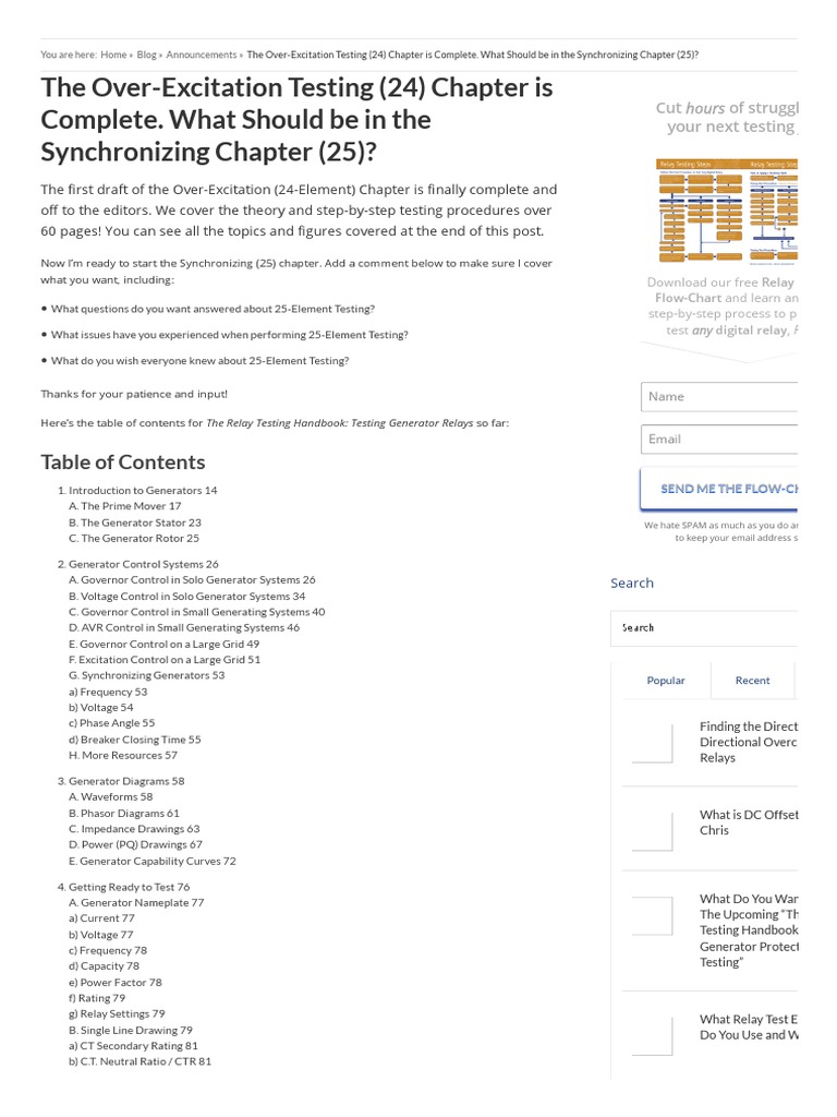 The Over-Excitation Testing (24) Chapter Is Complete. What Should Be in ...